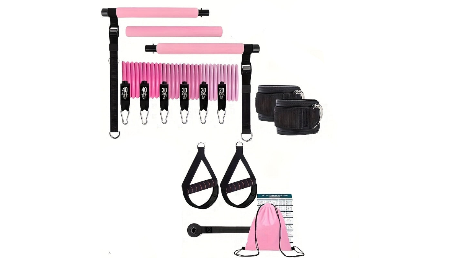 NNETM 14 Piece Pilates Stick Resistance Belt Fitness Set | Harvey Norman
