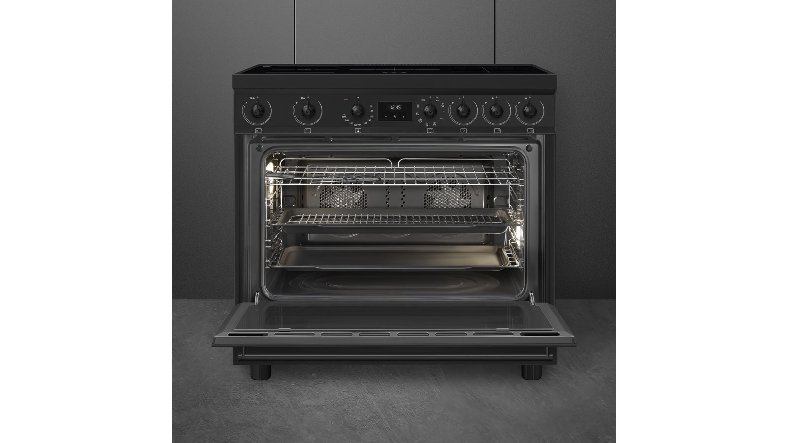 Smeg 900mm Classic Induction Freestanding Oven - Full Matte Black ...