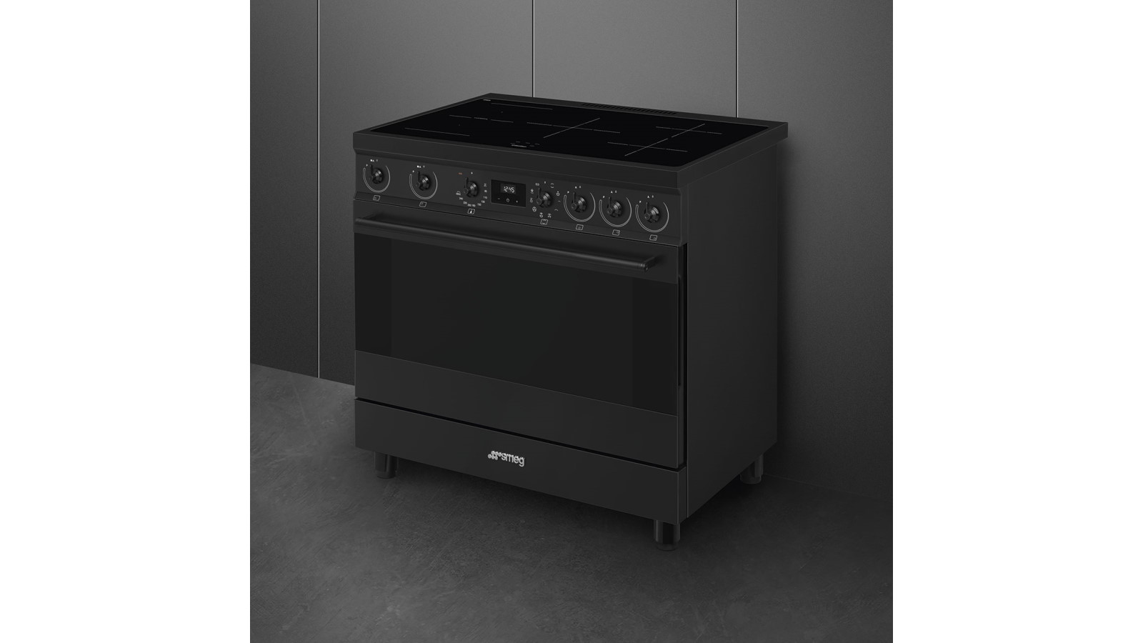 Smeg 900mm Classic Induction Freestanding Oven - Full Matte Black ...