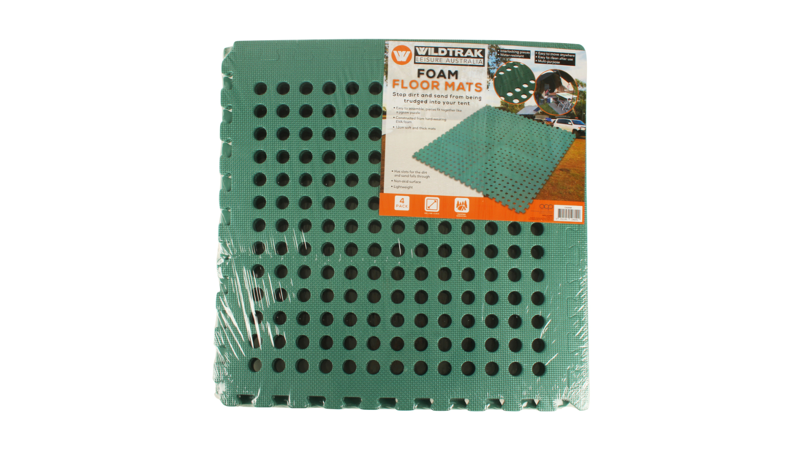Wildtrak Pack of 4 Interlocking Square Foam Floor Mat - Green | Harvey ...