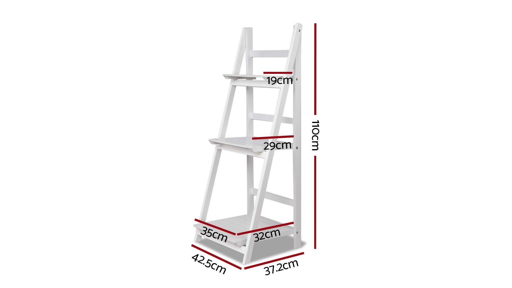 Artiss 3 Tier Ladder Shelf Stand - White | Harvey Norman