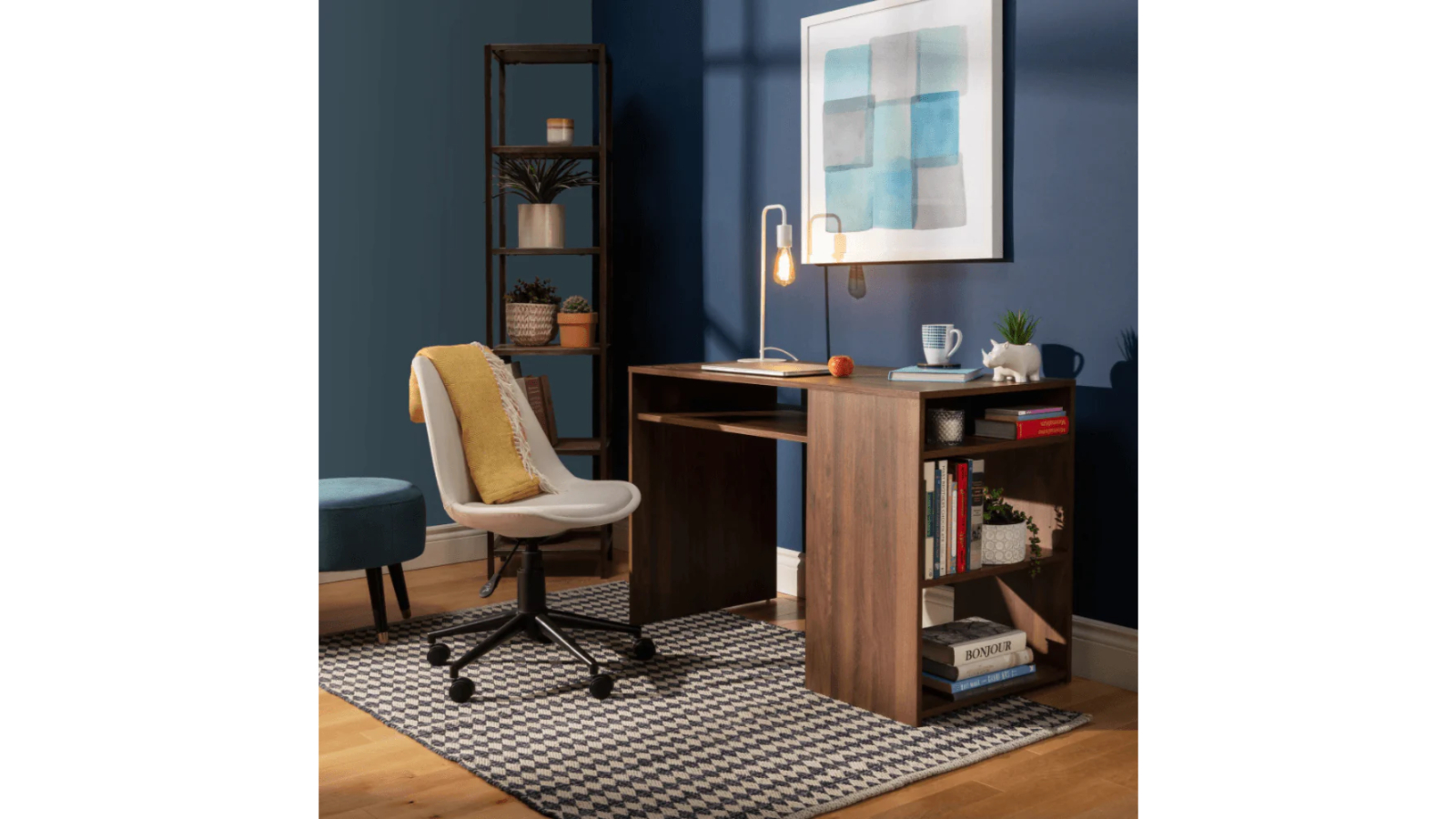 HomeStar Caley Wooden Office Desk Table - Dark Walnut | Harvey Norman