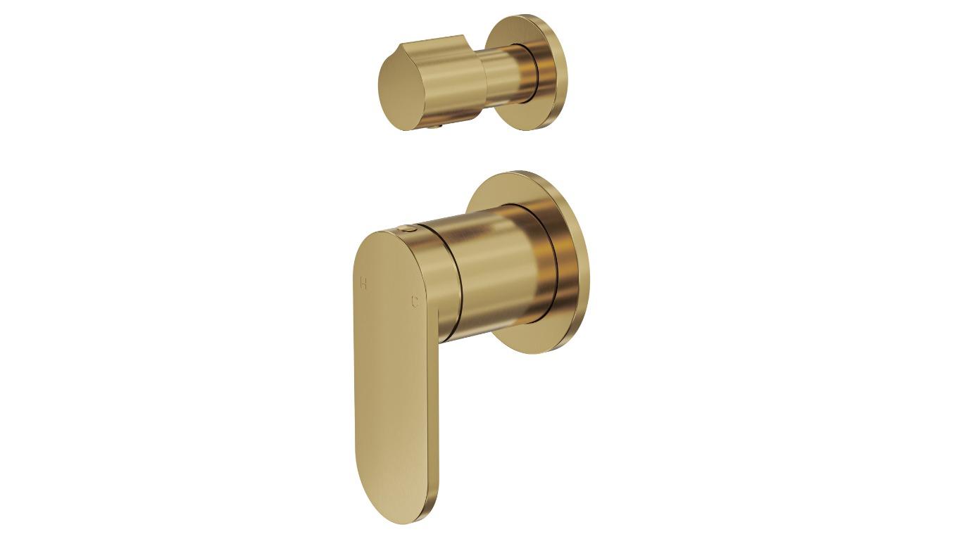 Linsol Capo Two Plate Divertor Mixer - Brushed Brass | Harvey Norman