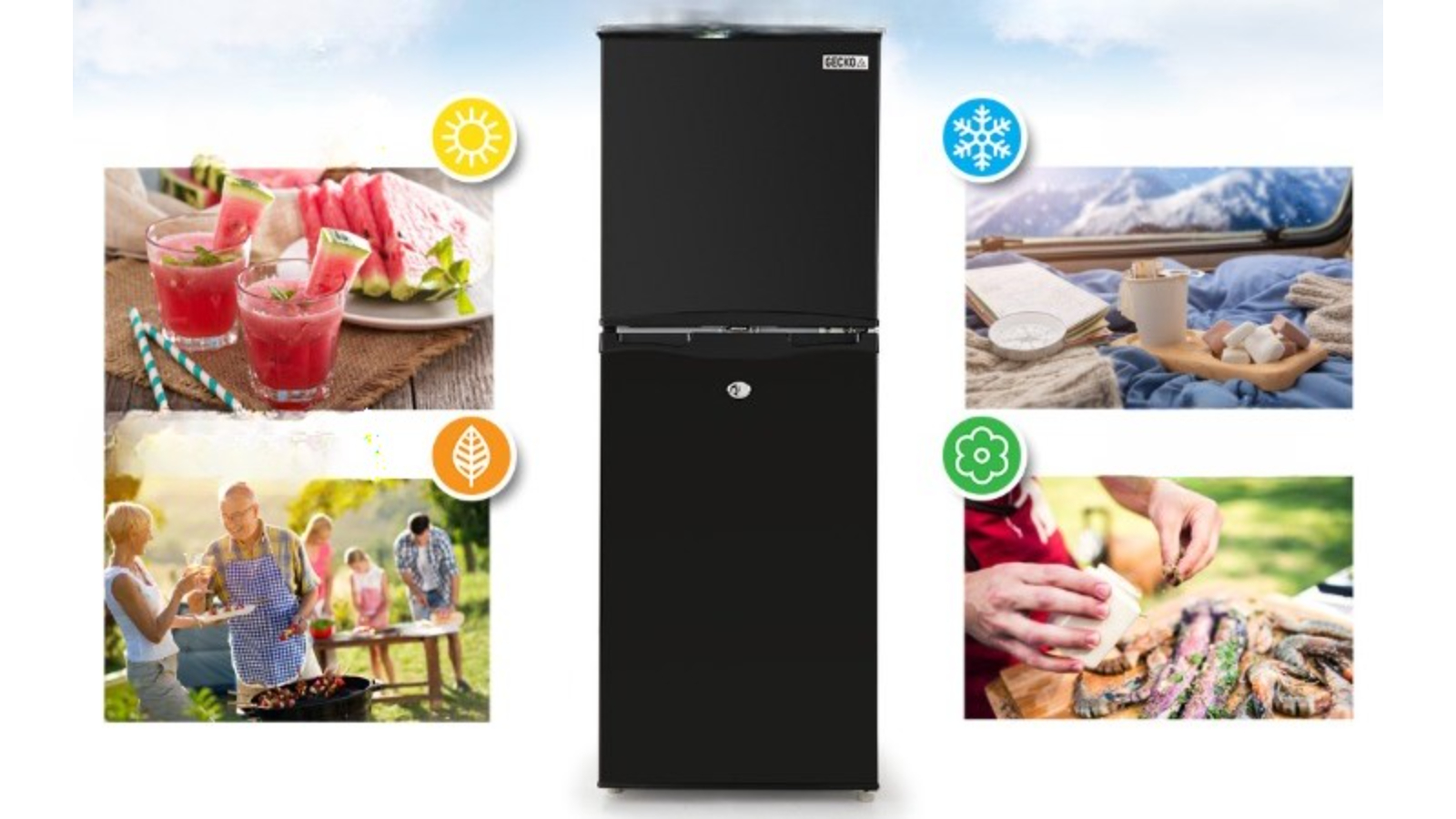Gecko 125 Litre Portable Upright Refrigerator - Black | Harvey Norman