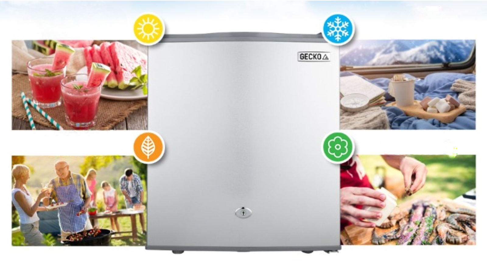 Gecko 57 Litre Portable Upright Refrigerator - Silver | Harvey Norman