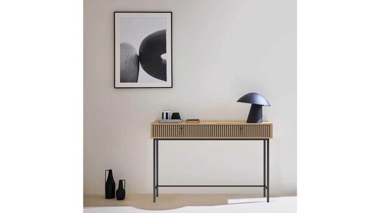 HomeStar Carlos Computer Metal Leg Office Desk with Drawer - Oak/Black ...