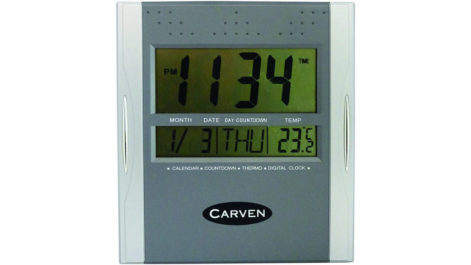 Carven 21cm Digital Clock - Silver Grey | Harvey Norman