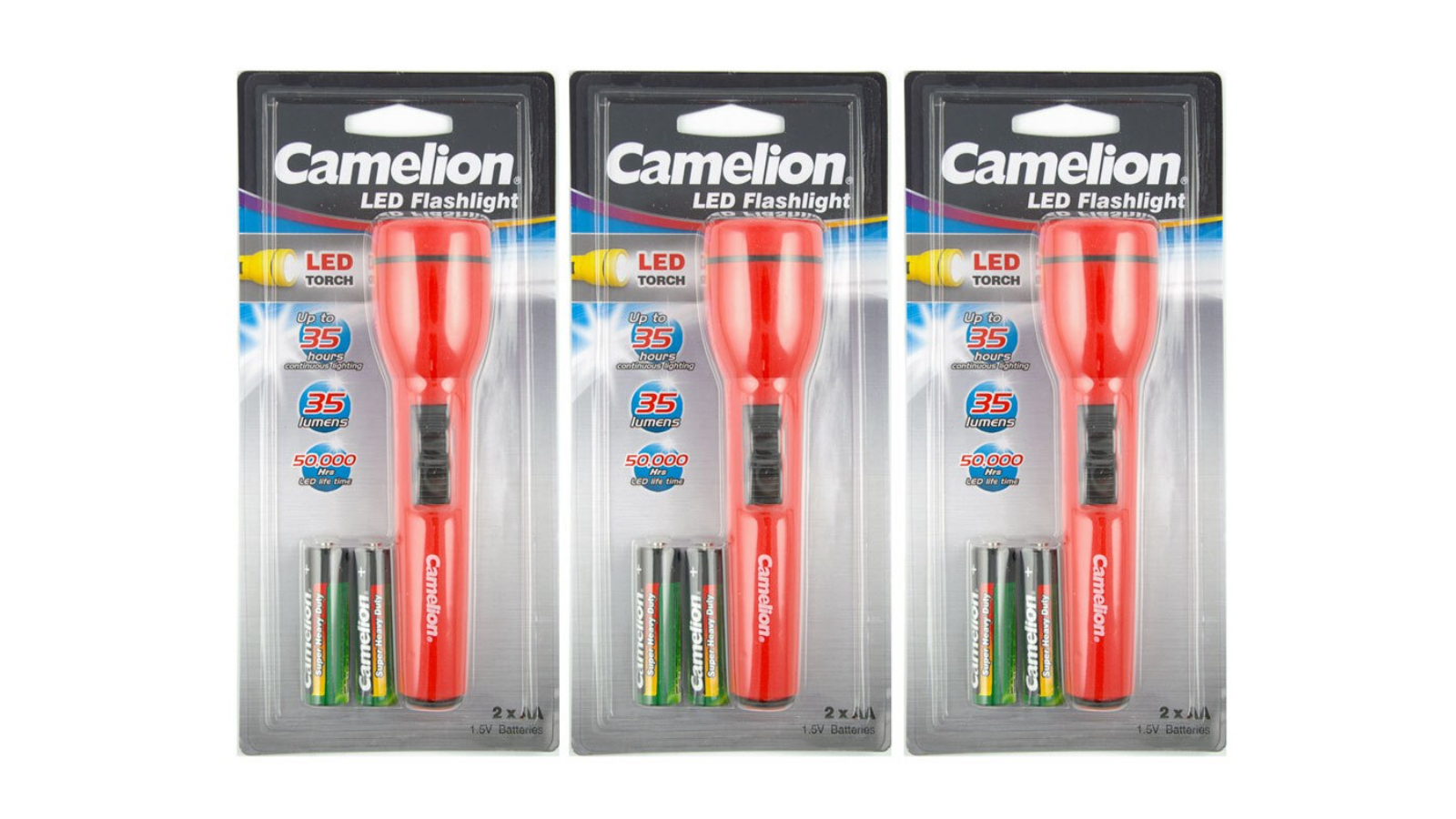 Camelion 3 Piece LED Flashlight - Red | Harvey Norman