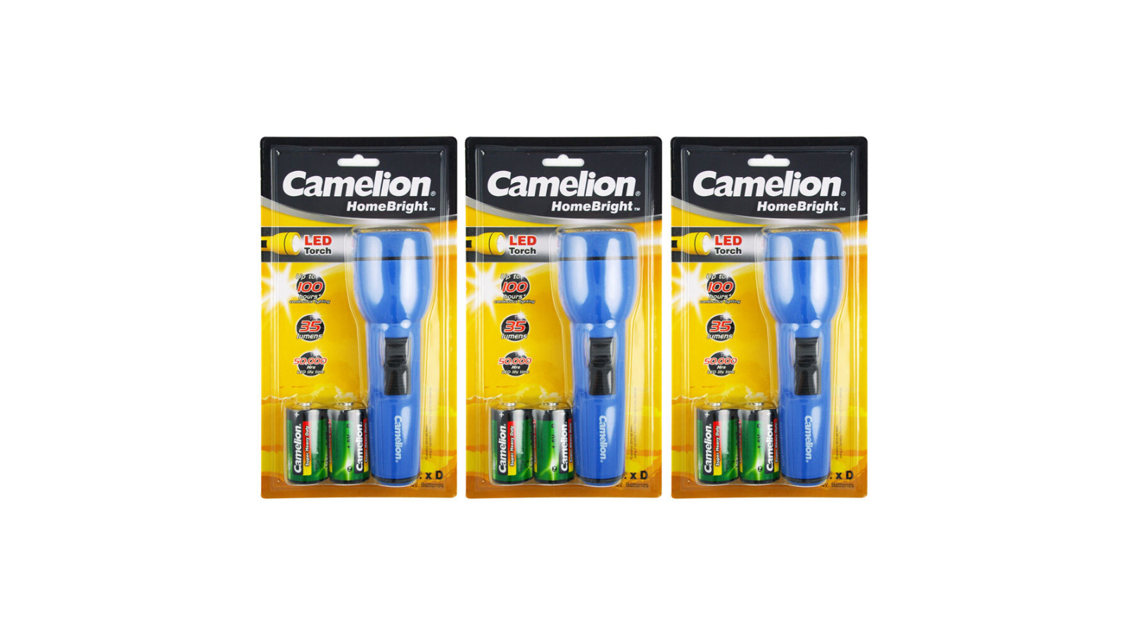 Camelion 3 Piece LED 35LM Torch Light with Battery - Blue | Harvey Norman