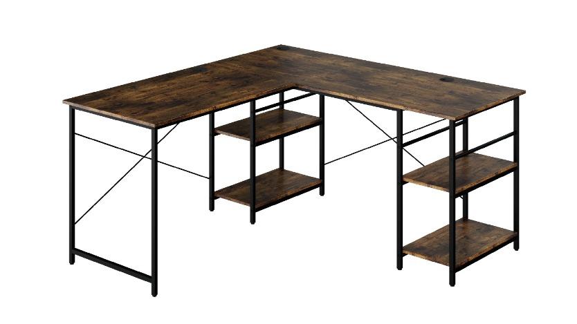 Costway L-Shaped 2-Person Convertible Corner Desk with Storage Shelves ...