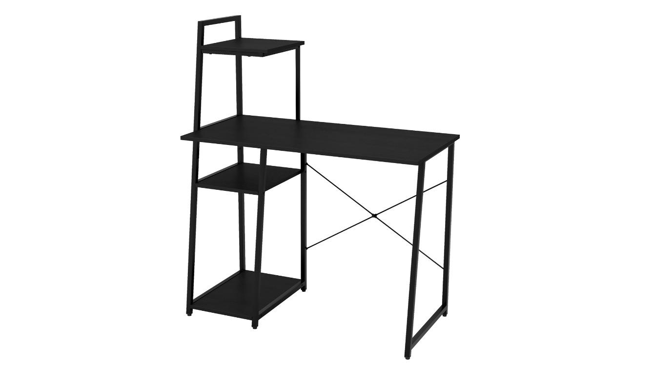 Costway Wooden Study Workstation Desk with Storage Shelf - Black ...