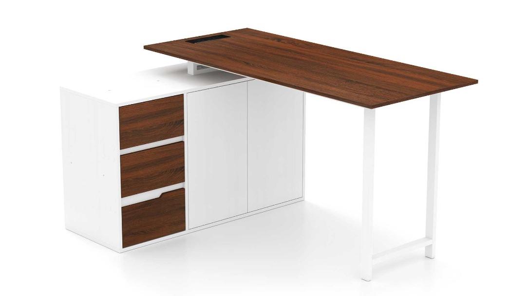 Costway L-Shape Reversible Corner Table with Storage and Charging ...