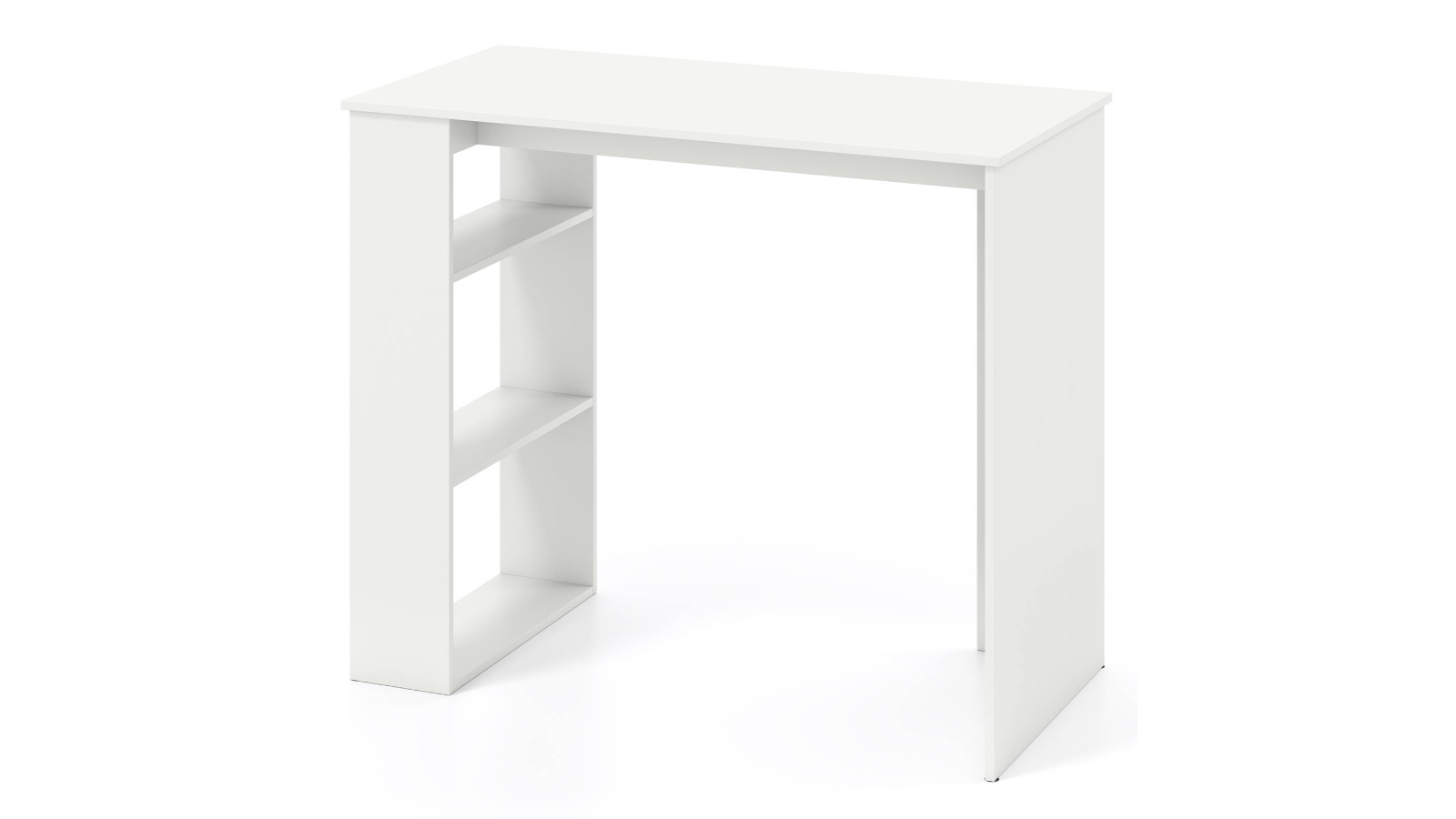 Costway Wooden Modern Writing Computer Desk with Bookshelf - White ...