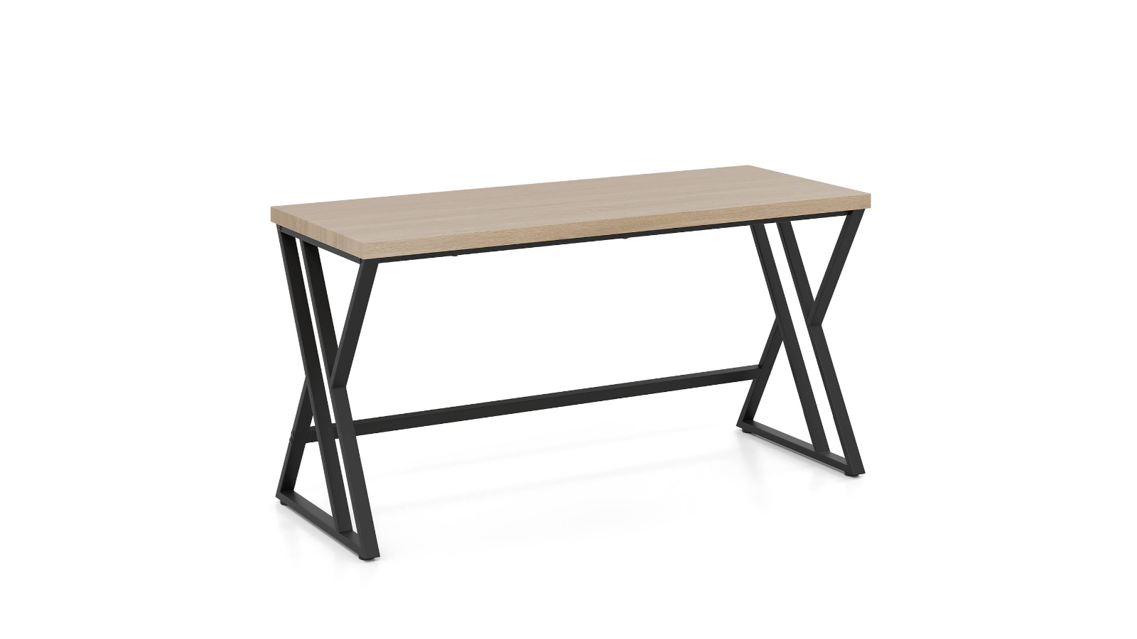 Costway Heavy-Duty Metal Frame Writing Desk - Black | Harvey Norman