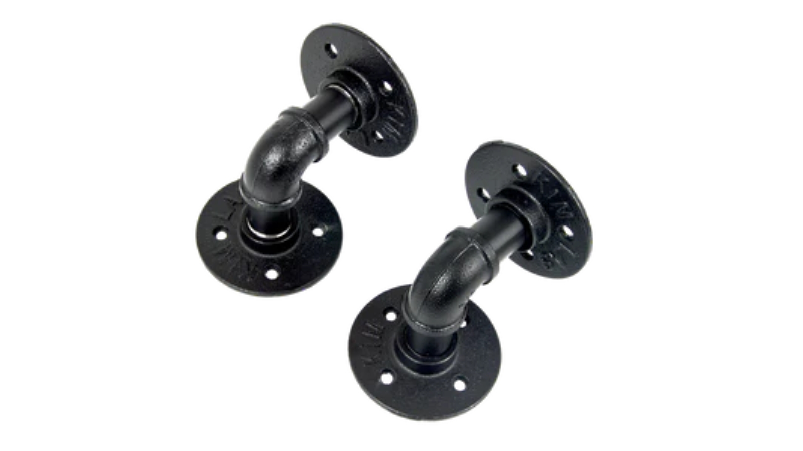 Serrano Set of 2 Industrial Black Iron Pipe Bracket Wall Mounted ...
