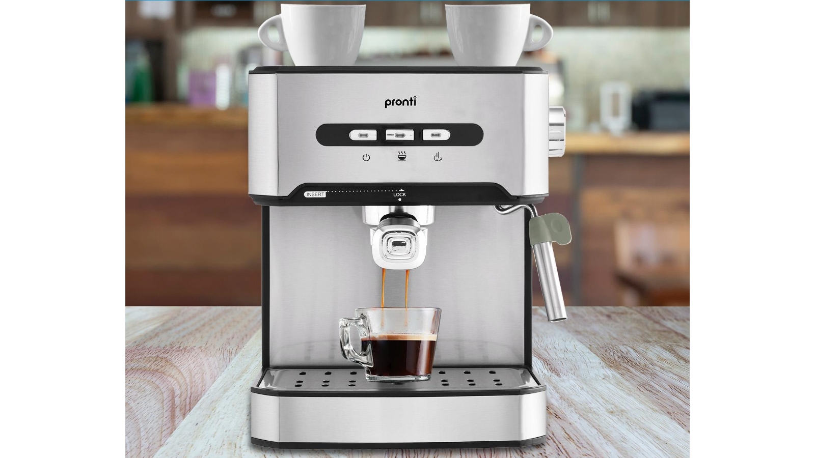 Pronti Automatic Coffee Espresso Machine with Steam Frother - 1.6Litre ...