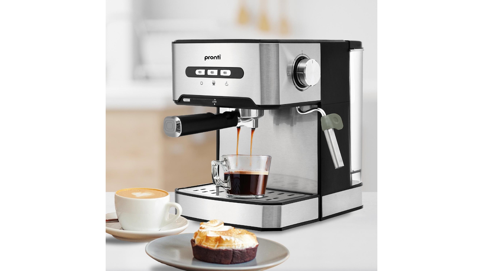 Pronti Automatic Coffee Espresso Machine with Steam Frother - 1.6Litre ...