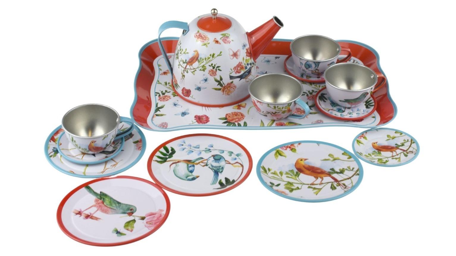 Kaper Kidz 15 Piece Garden Bird Tin Tea Set | Harvey Norman