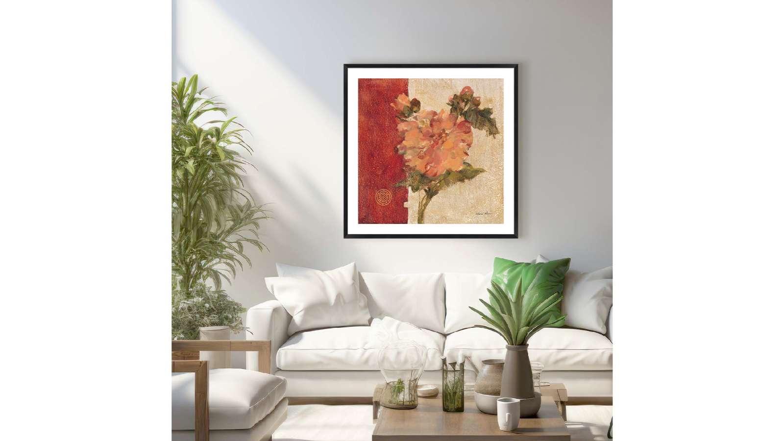 La Grolla Chinoiserie III Black Frame Wall Art - 94 x 94cm | Harvey Norman
