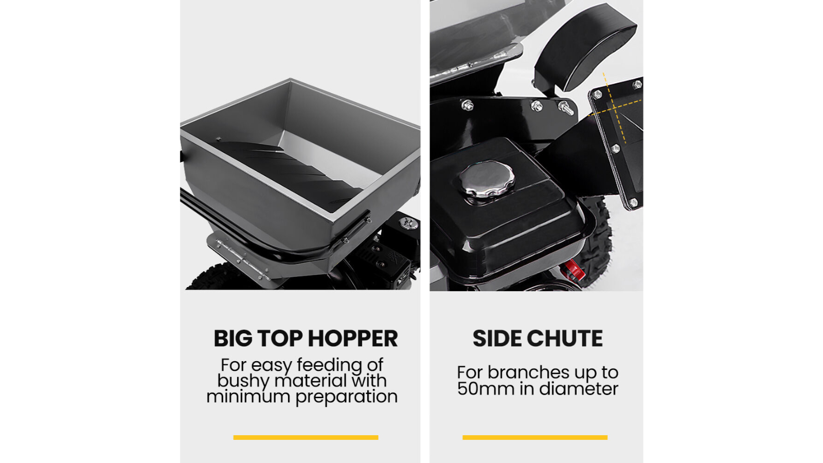 MICHIGAN Raptor 950 7HP 212cc Petrol Commercial Mulcher & Wood Chipper ...