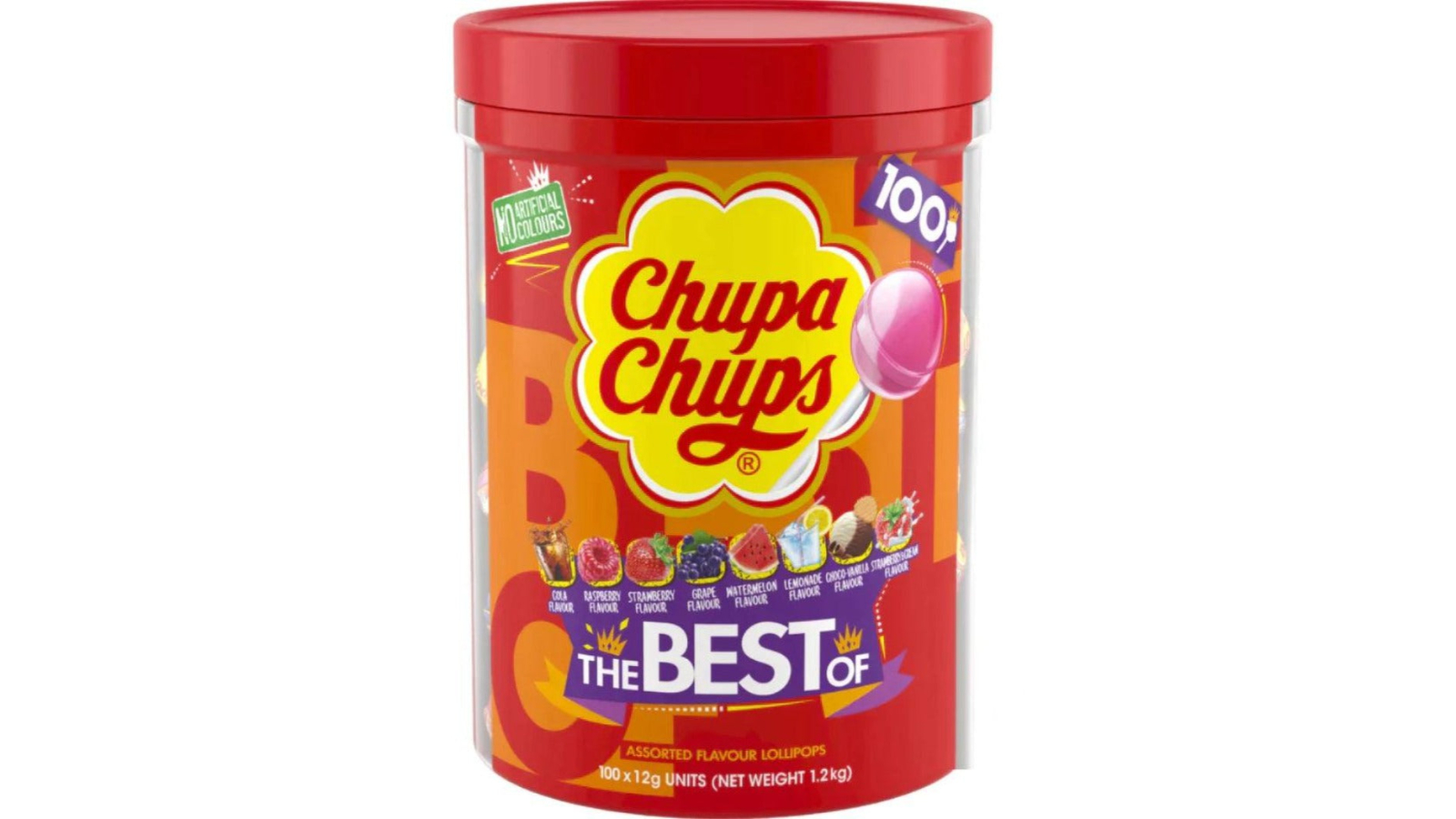 Chupa Chups Pack of 100 Lollipop Tub Assorted Flavours | Harvey Norman