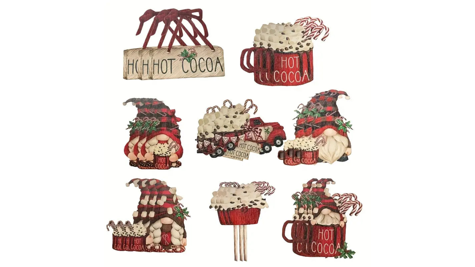 TM 24 Piece Wooden Dwarf Hanging Pendant - Red | Harvey Norman