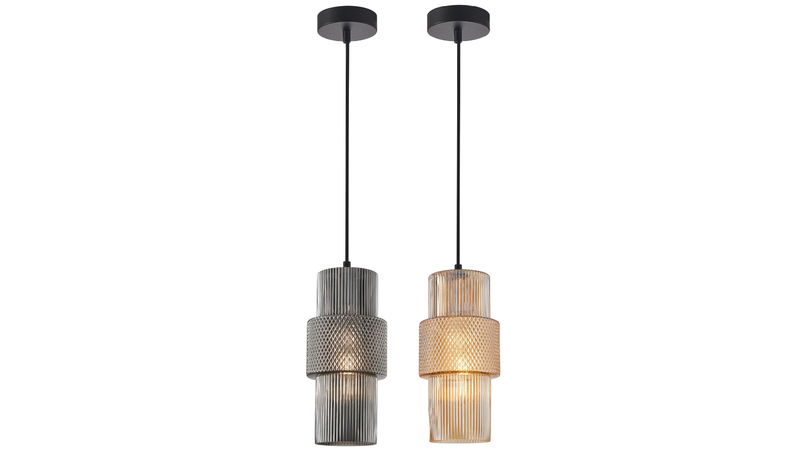 CLA Lighting Hueca Double Cylinder Ribbed Interior Pendant Light with ...