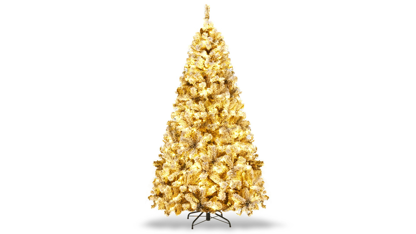 Costway Foldable 250 LED Decoration Plant Snow Effect Christmas Tree ...