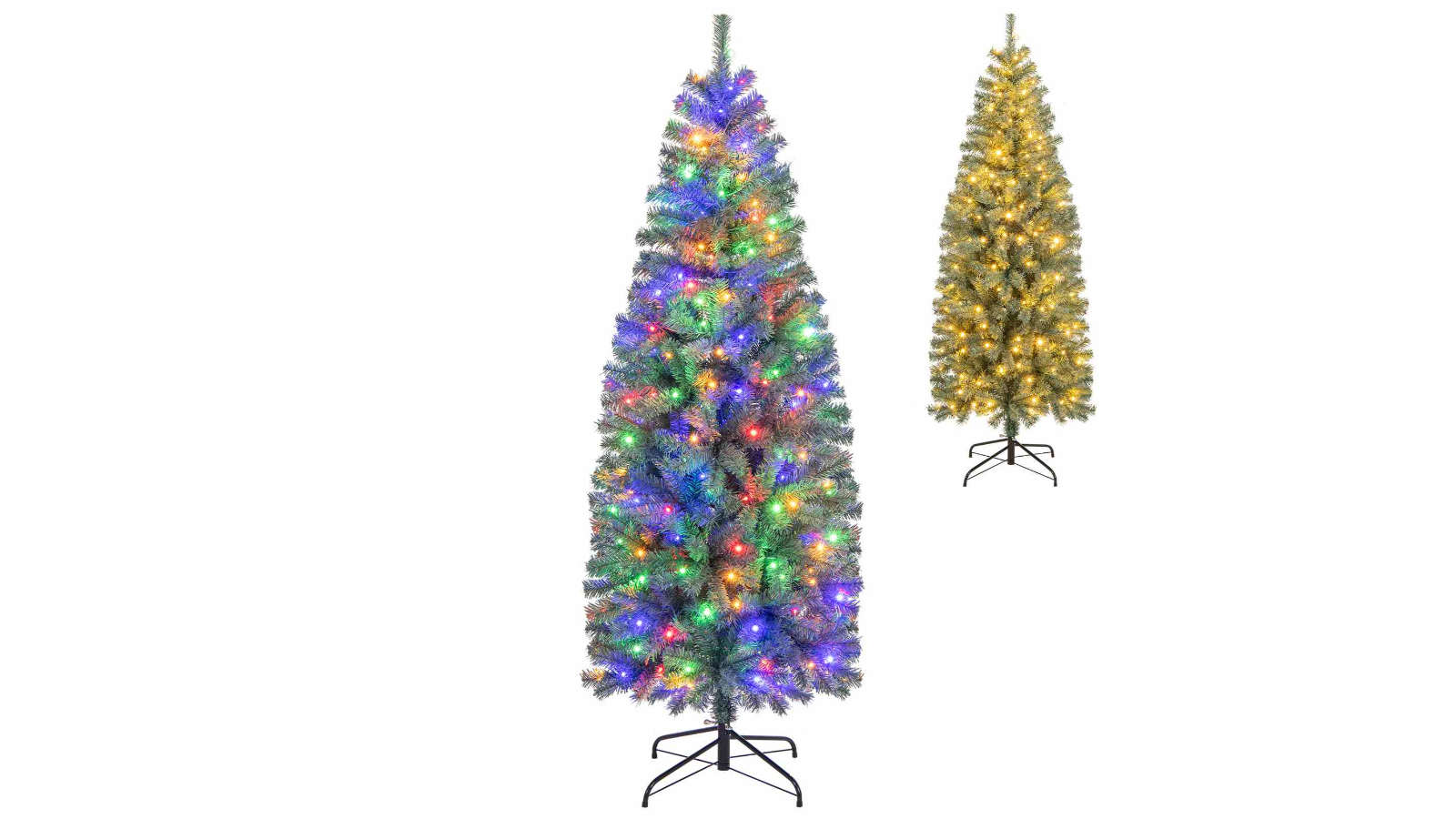 Costway 9 Modes LED Pre-Lit Blue Artificial Slim Pencil Christmas Tree ...