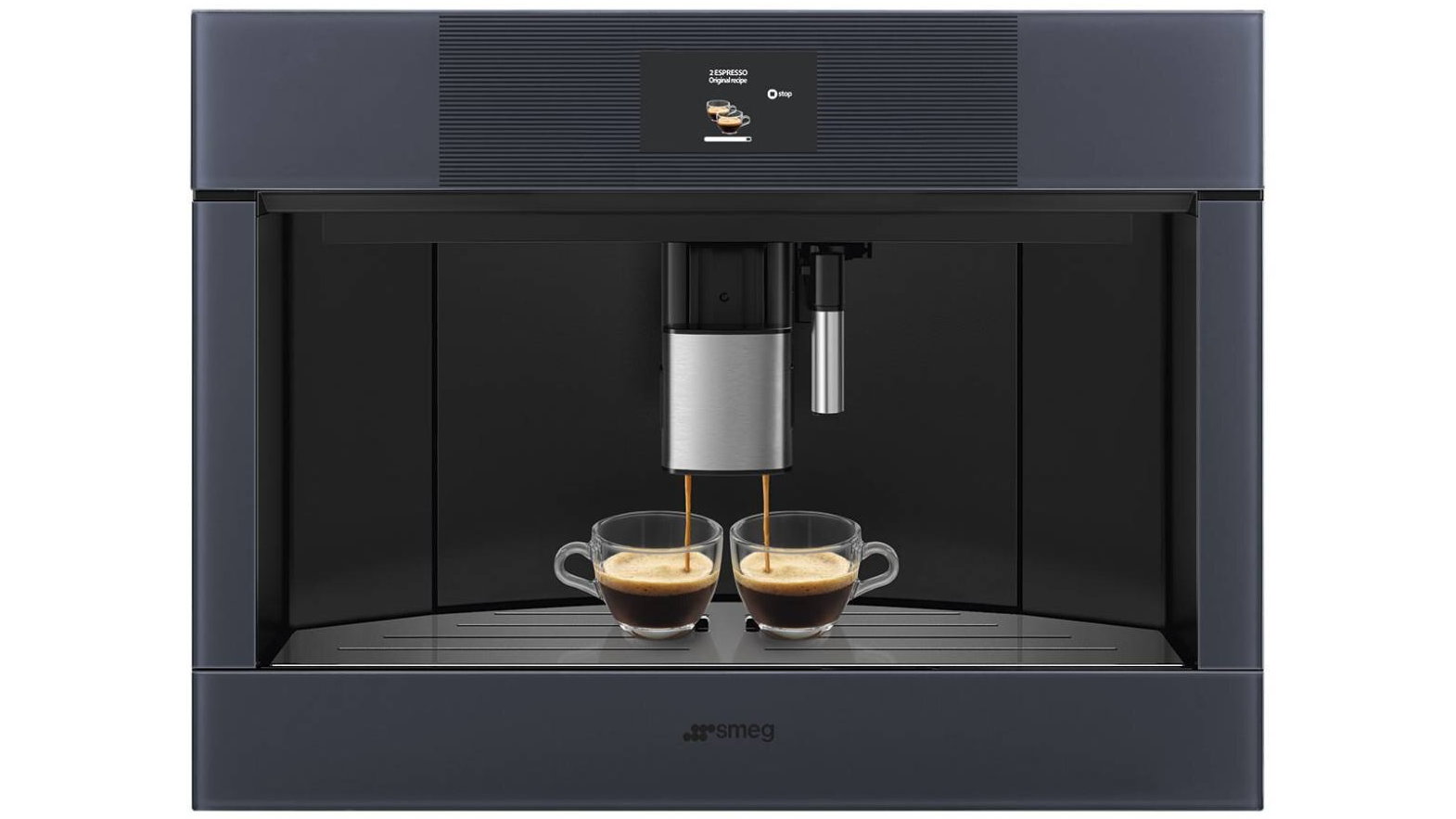 Smeg Linea Compact Built-in Coffee Machine - Neptune Grey | Harvey Norman
