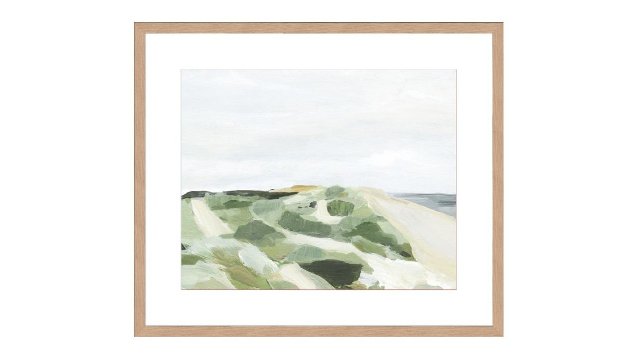 La Grolla Coastline Greenery I Natural Frame Wall Art - 96 x 81cm | Harvey Norman