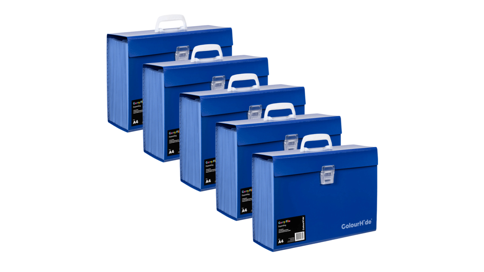 ColourHide Pack of 5 A4 Expanding Carry File - Blue | Harvey Norman