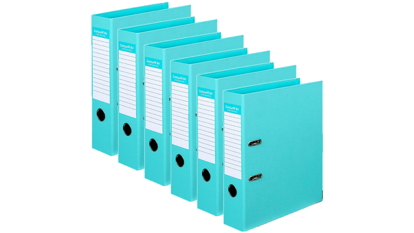 ColourHide Pack of 6 A4 Lever Arch File Folder - Aqua Blue | Harvey Norman