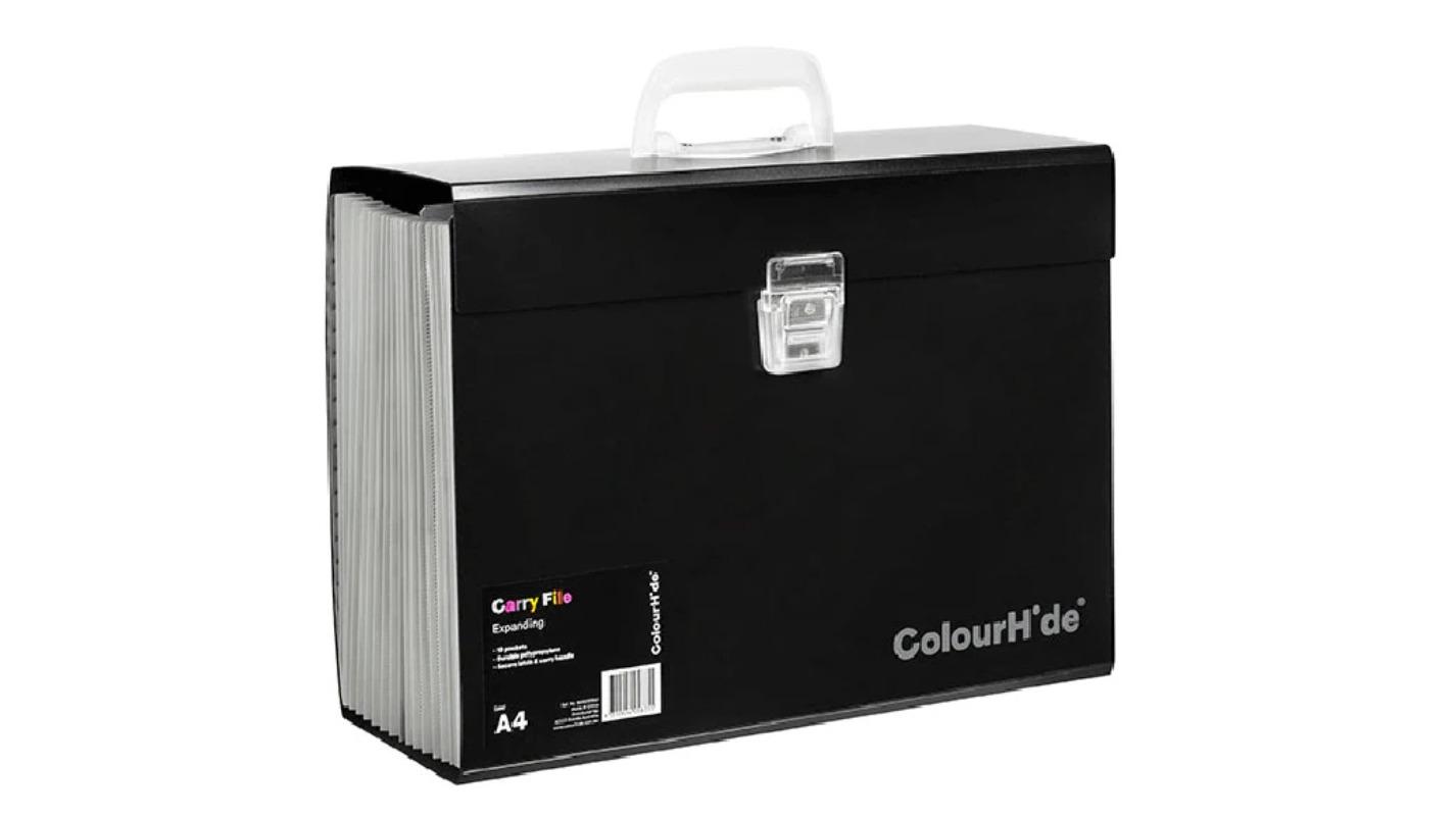 ColourHide A4 My Trusty Expanding Carry File Document Sorter - Black ...