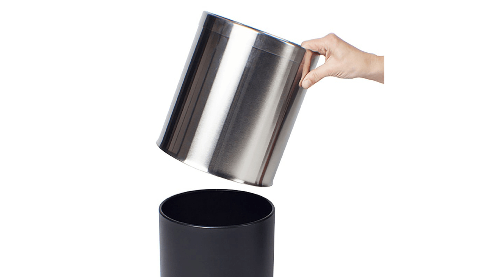 Compass Brushed Stainless Steel Round Bin with Liner - 10 Litre ...