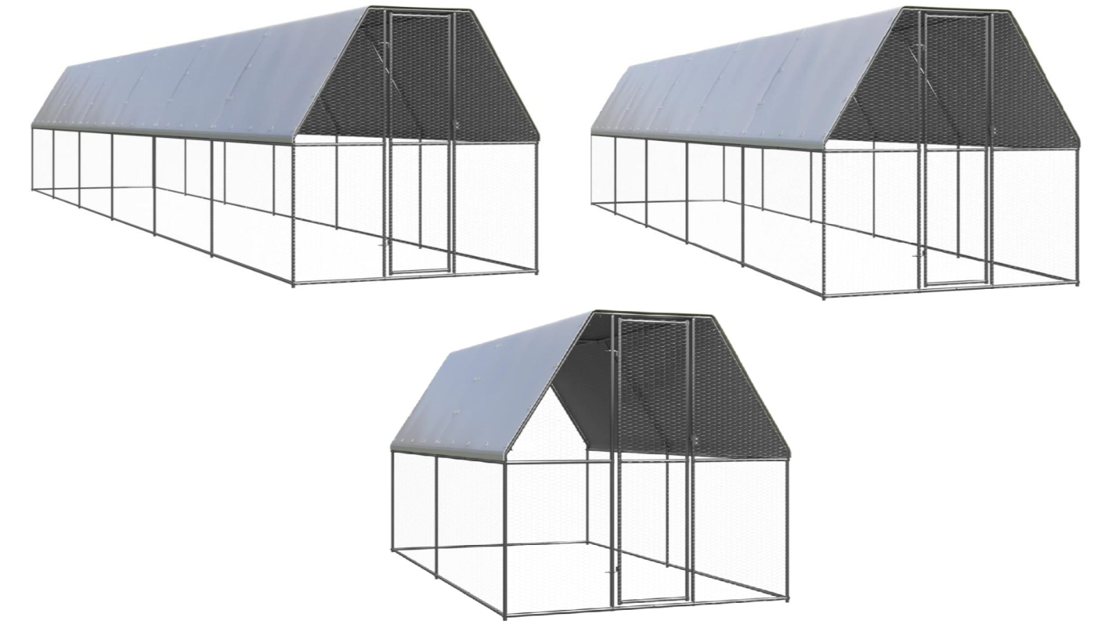vidaXL Galvanised Steel Silver Chicken Cage | Harvey Norman