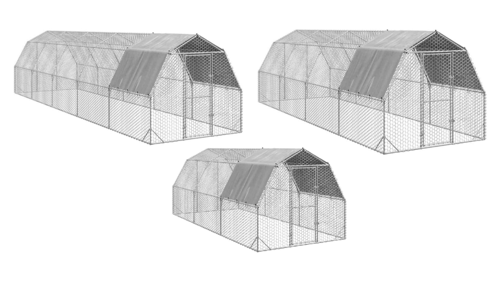 vidaXL Galvanised Steel Chicken Run with Roof | Harvey Norman
