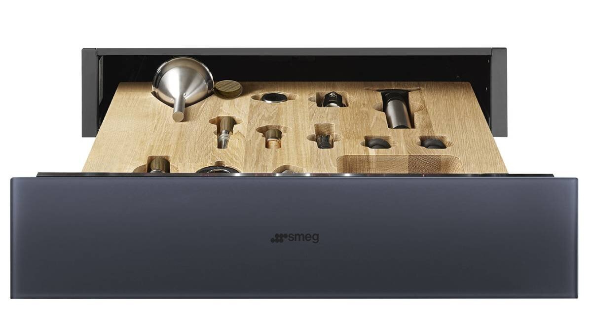 Smeg Linea 15cm Sommelier Drawer - Neptune Grey | Harvey Norman