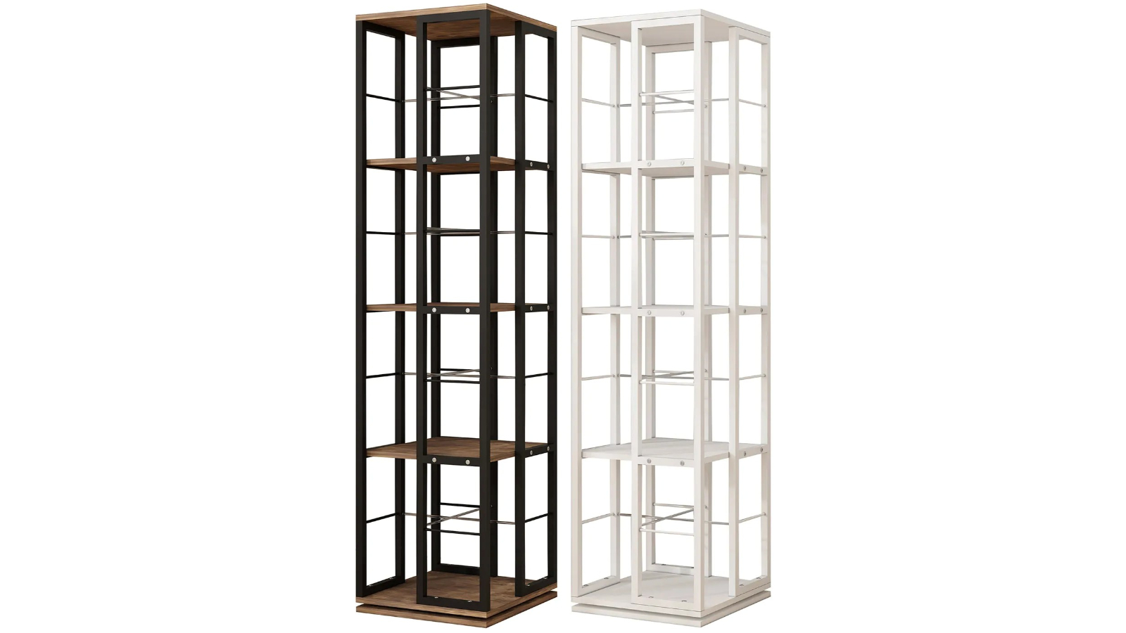 LUXSUITE 4-Tier Rotating Bookshelf Swivel Corner Storage and Display ...
