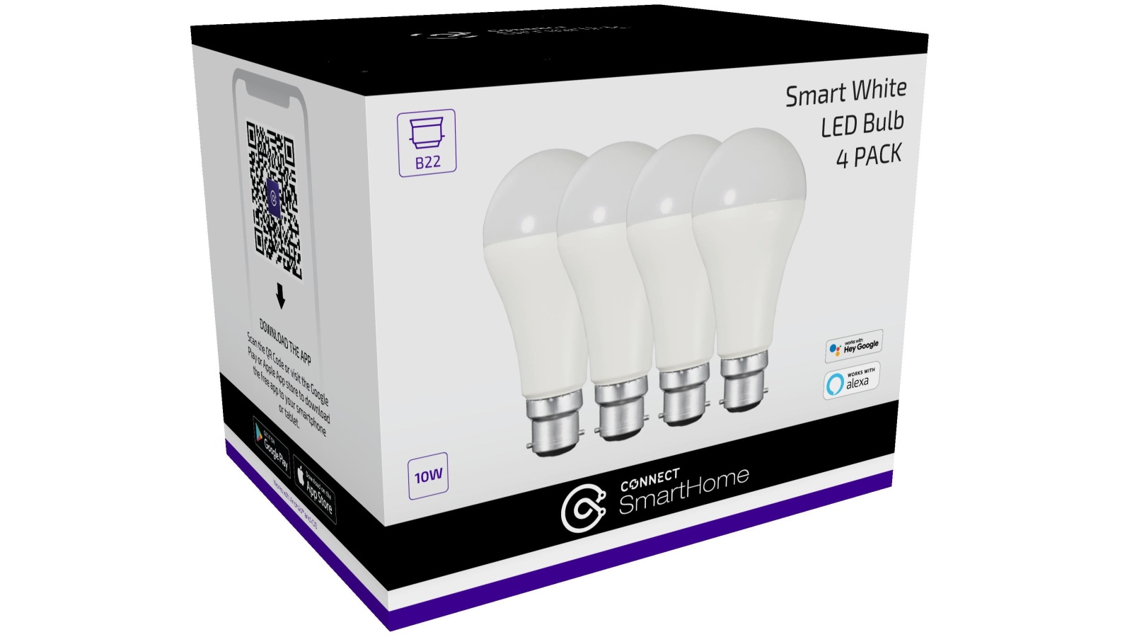 Connect Smart 4 Pack 10W B22 White LED Light Bulb | Harvey Norman