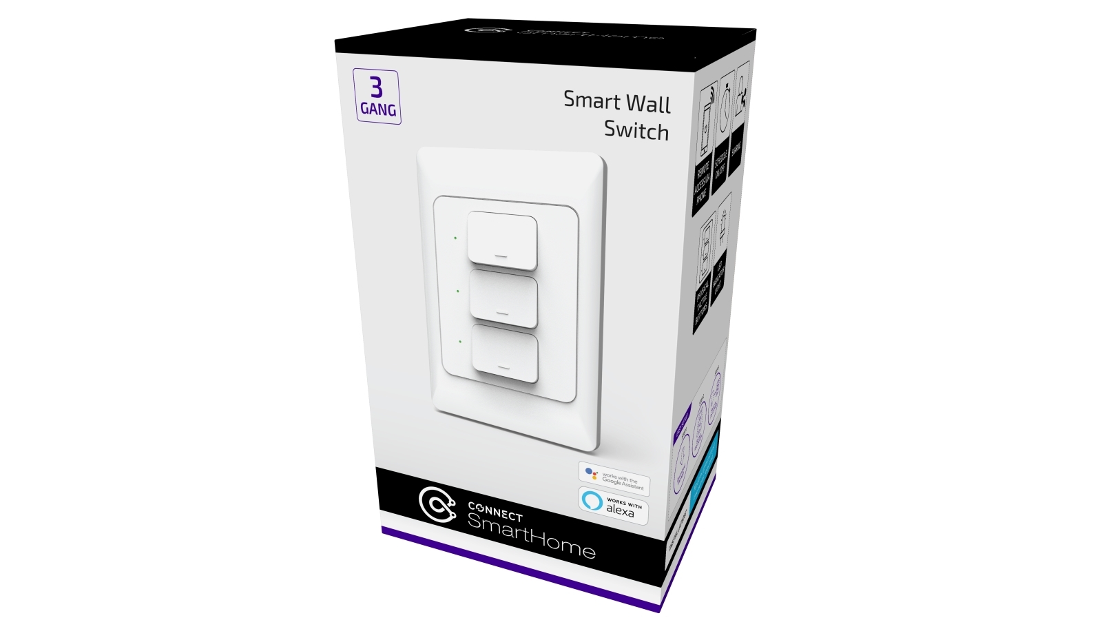 Connect Smart 3 Gang Wall Switch - White | Harvey Norman