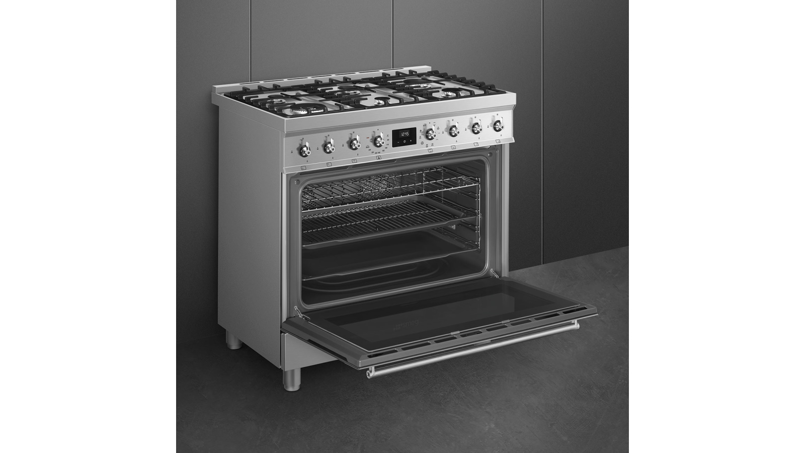 Smeg Classic 900mm Pyrolytic Dual Fuel Freestanding Cooker - Stainless ...