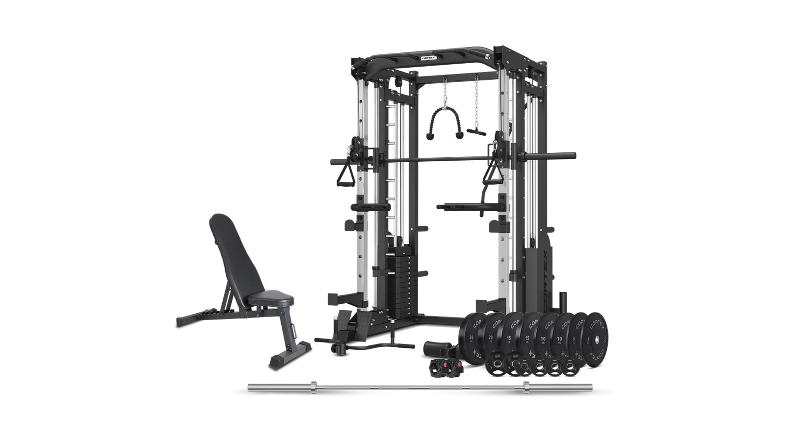 Cortex 6-in-1 Power Rack Smith and Cable Machine Weight Plate Barbell ...