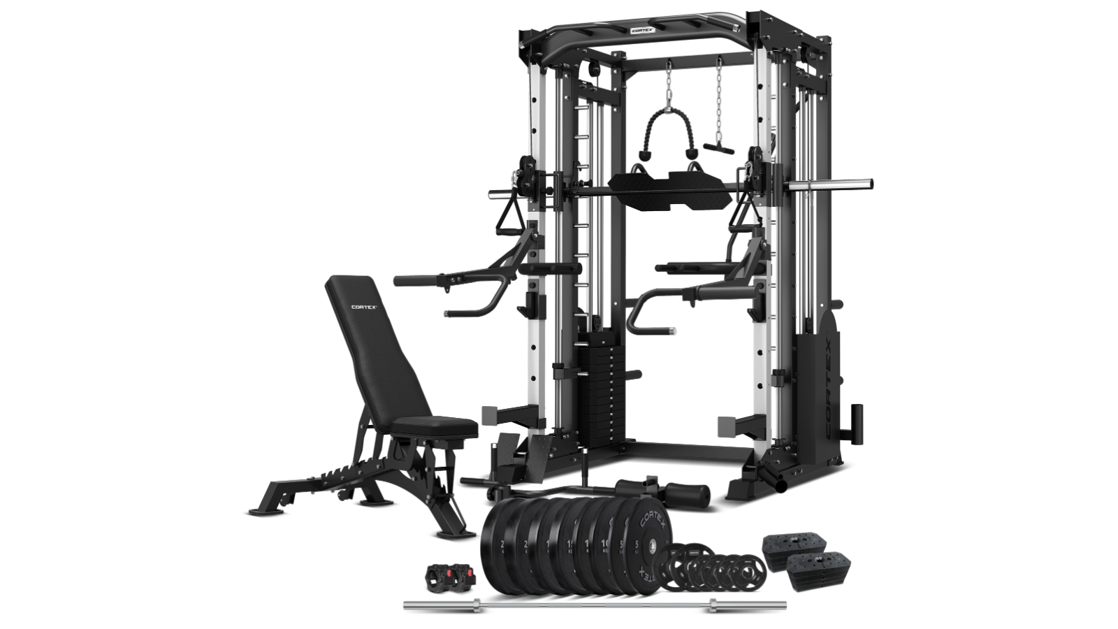 Cortex Sm-25 6-In-1 Power Rack With Smith & Cable Machine + Jammer Arms ...