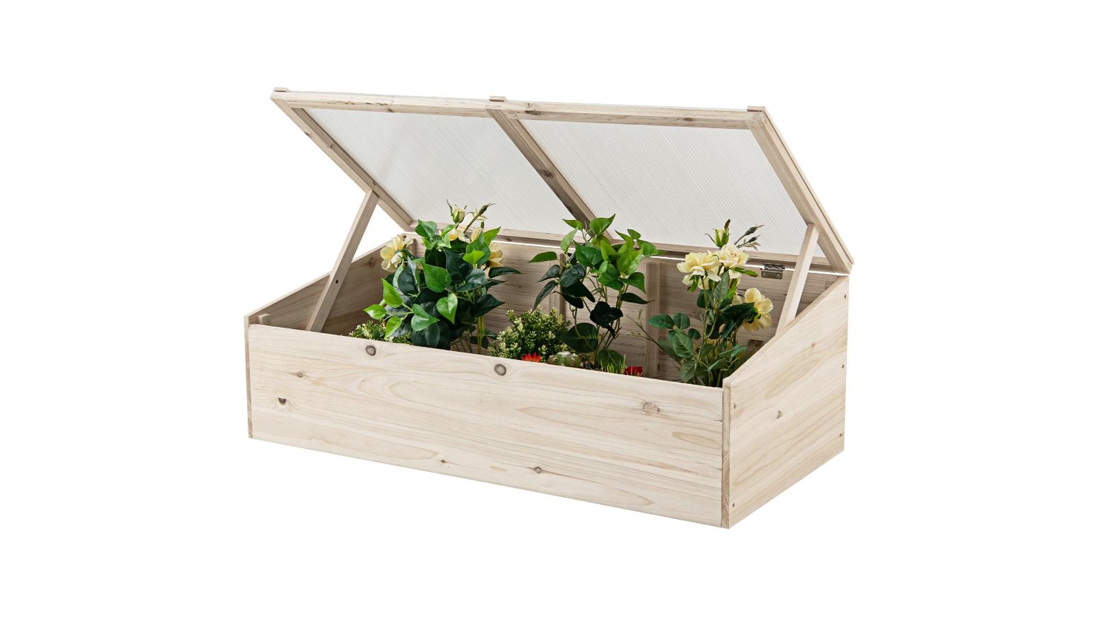 Costway PVC Outdoor Portable Mini Greenhouse Planter Box with Top Cover ...