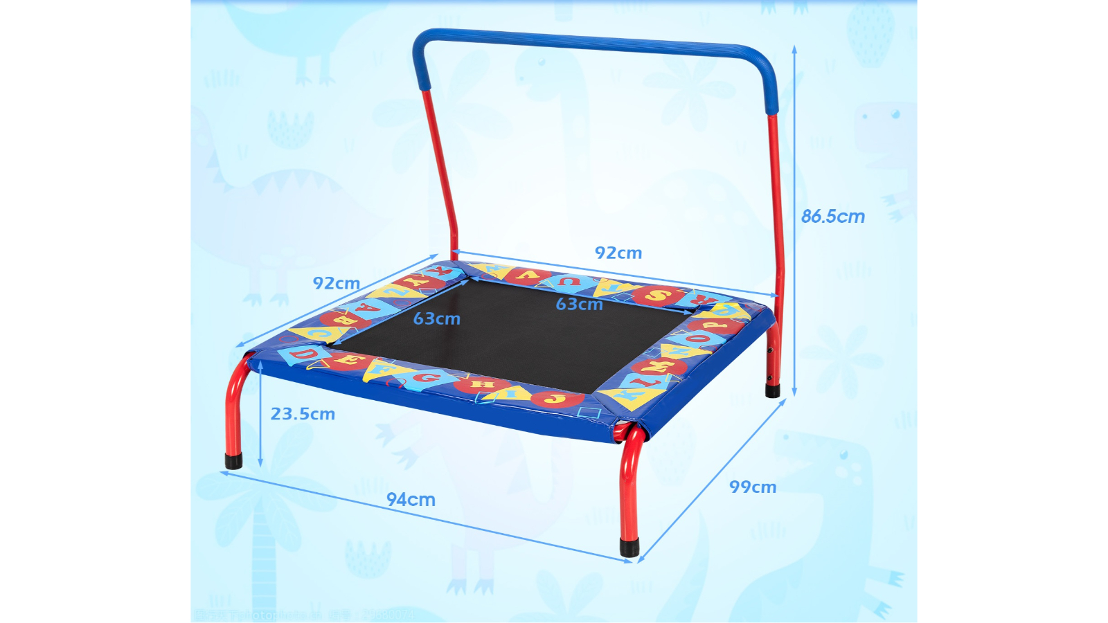 Costway 36inch Kids Square Mini Trampoline with Handrail Safety Pad ...