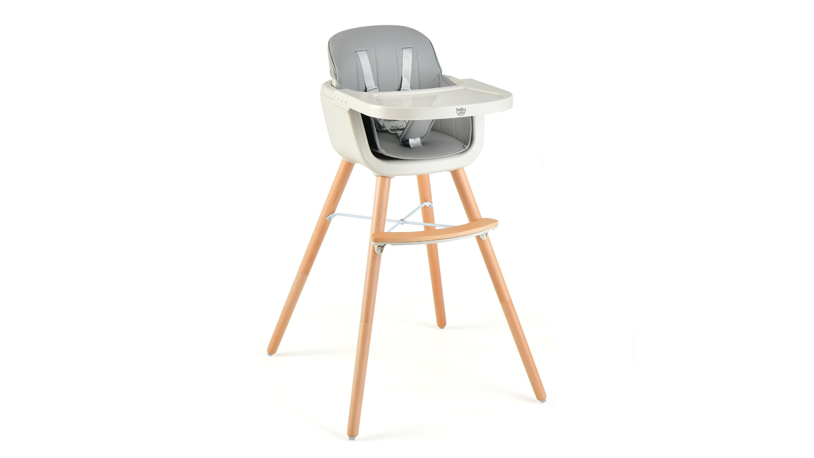 Costway 3-in-1 Adjustable Tray and Footrest High Chair - Grey | Harvey ...