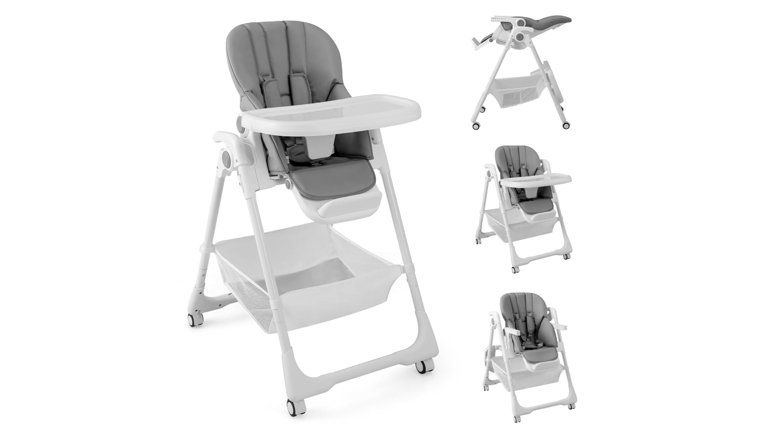 Costway Portable Dining High Chair - Grey | Harvey Norman