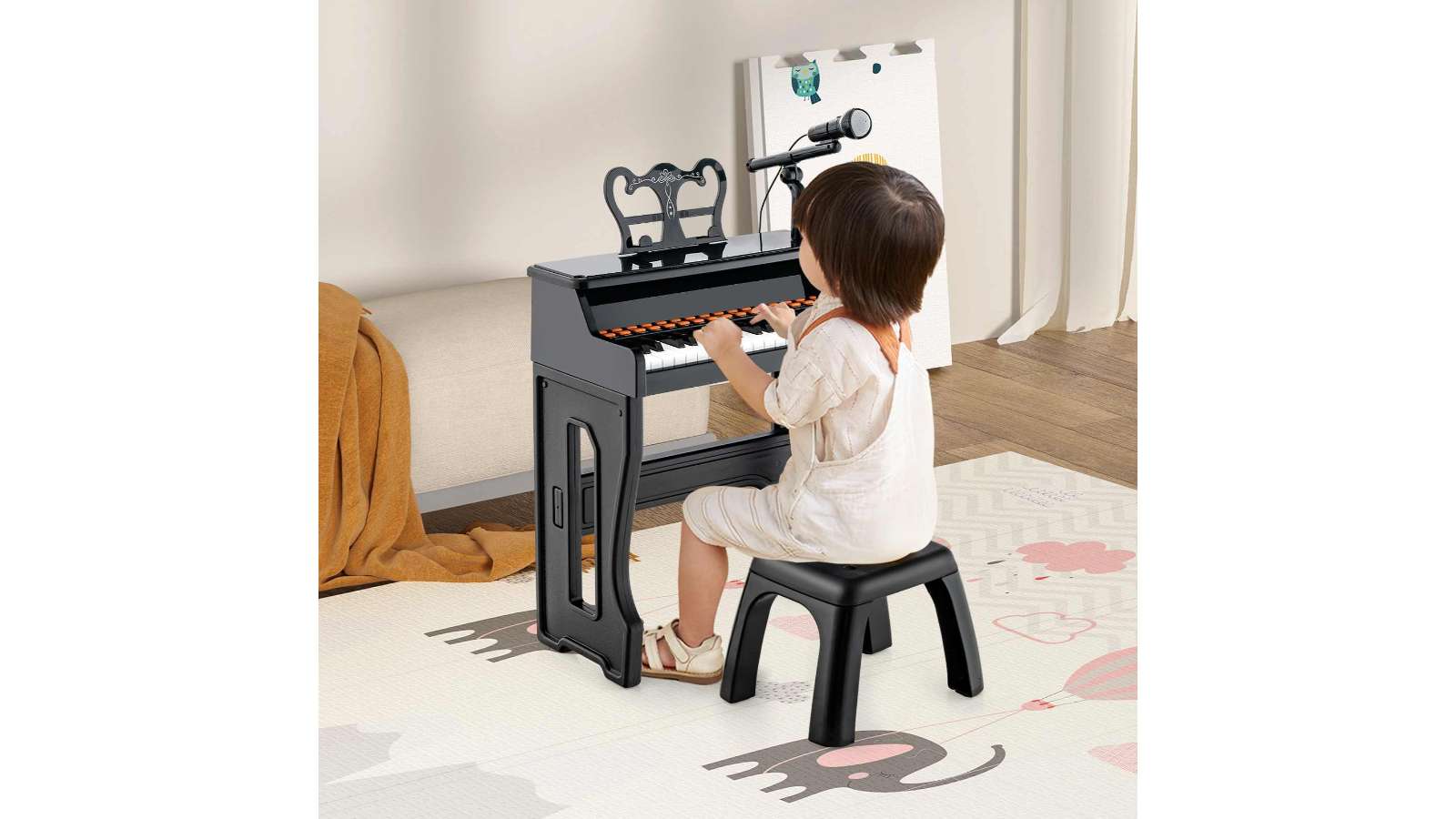 Costway 37 Key Piano Keyboard with Adjustable Microphone Music Stand ...