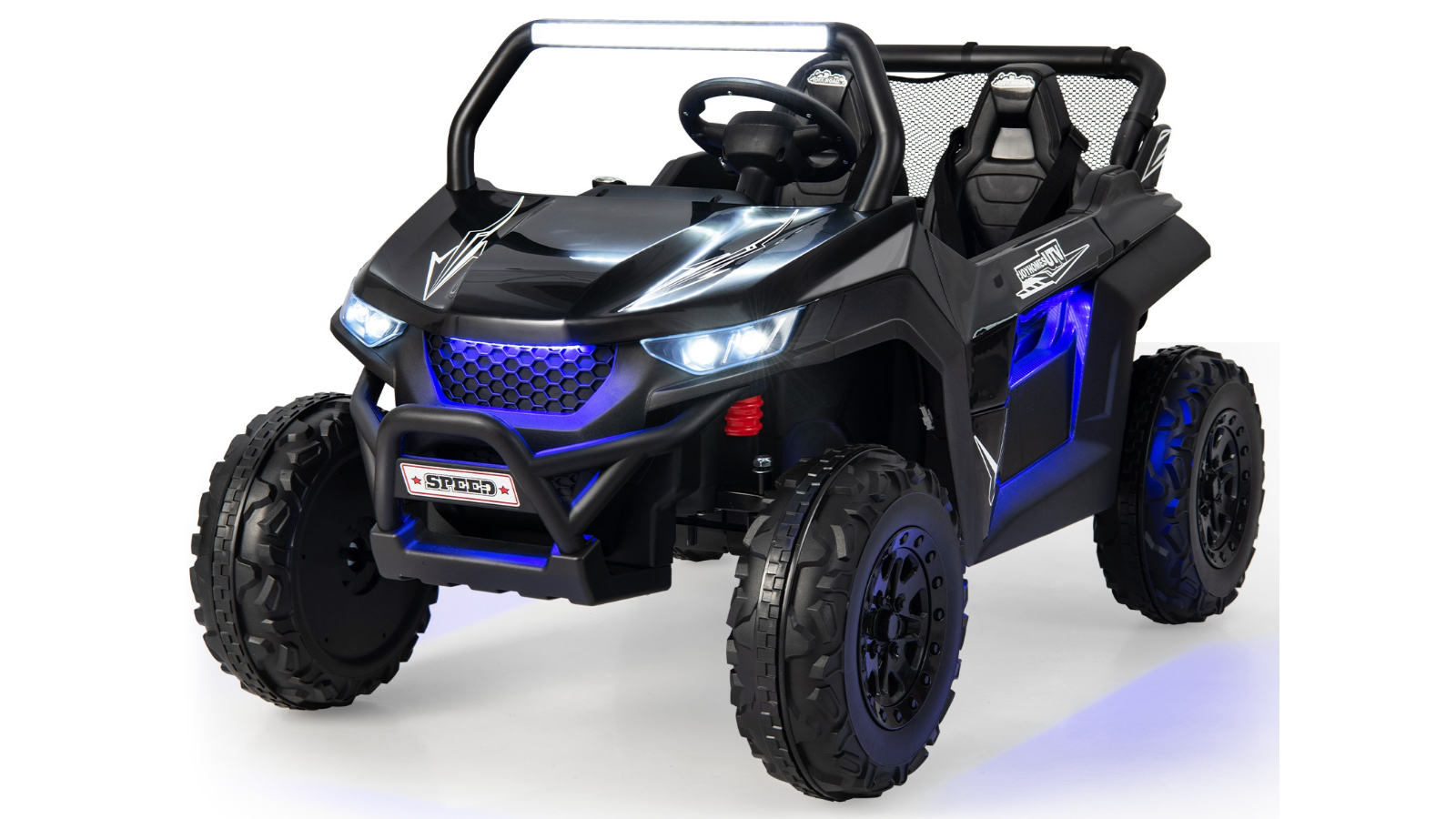 Costway 2-Seater UTV Ride-On Vehicle with Lights and Music - Black ...